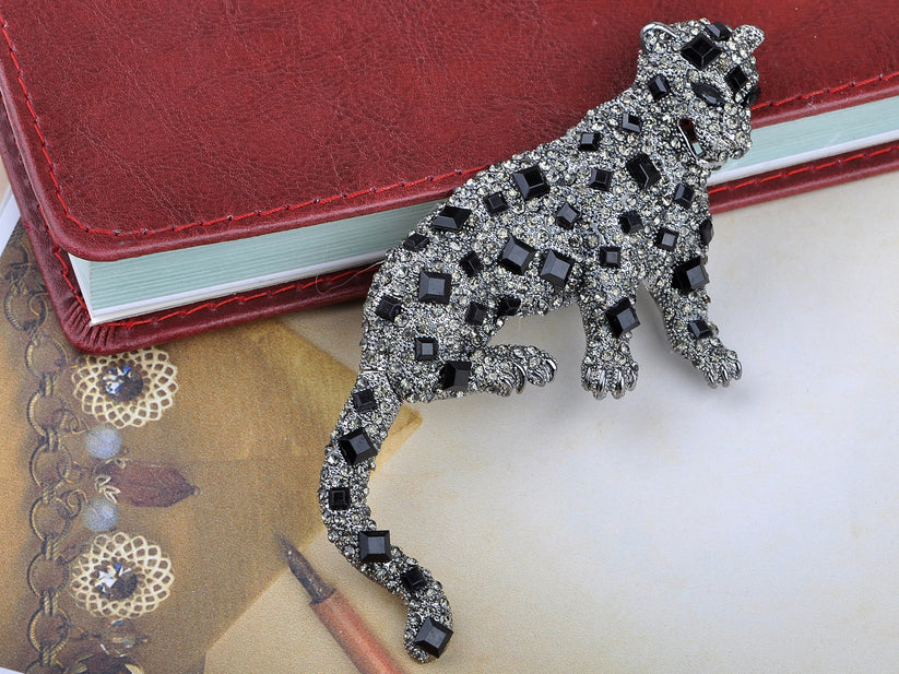 Gun Black Square Leopard Brooch Pin - Anna-Kaci – ALILANG.COM