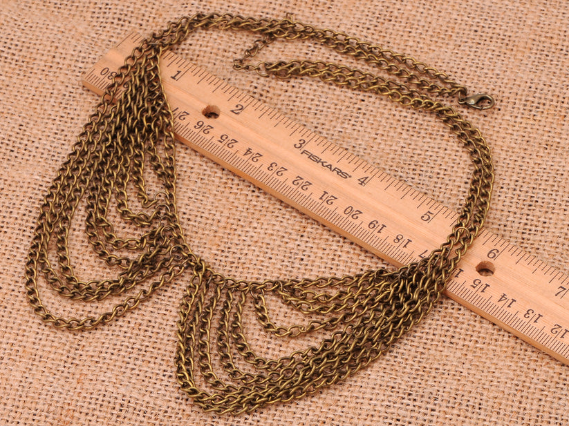 Alilang Golden Tone Multi Strands Layer Collar Style Chain Chunky ...