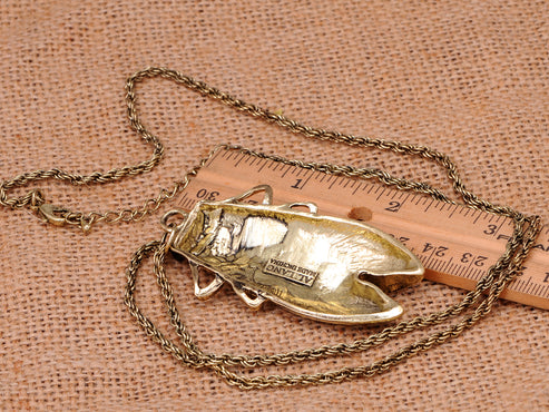 Big Antique Orange Amber Vintage Insect Cicada Beetle Bug Chain Pendant ...